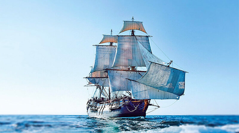 Götheborg of Sweden, het grootste houten zeilschip ter wereld, meert ...